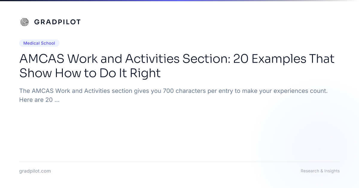 AMCAS Work and Activities Section: 20 Examples That Show How to Do It ...