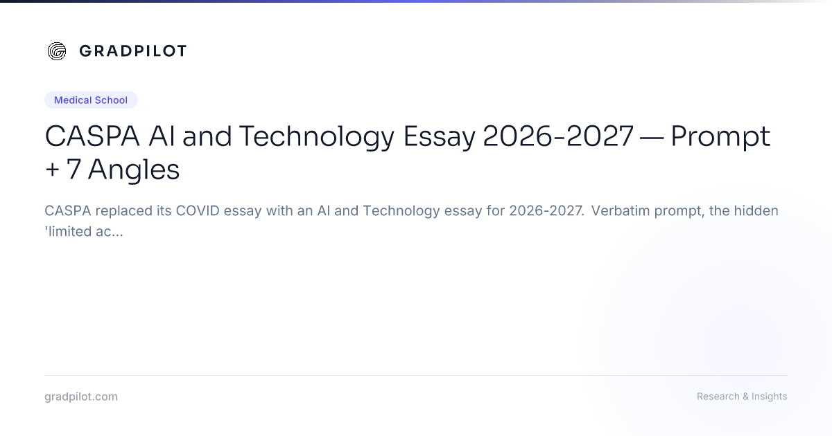 CASPA AI and Technology Essay 2026-2027 — Prompt + 7 Angles - GradPilot