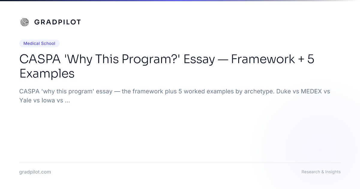 CASPA 'Why This Program?' Essay — Framework + 5 Examples - GradPilot