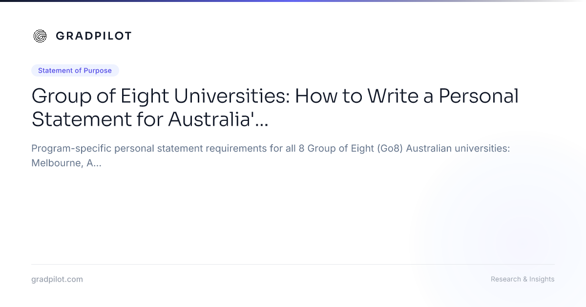 Group of Eight Universities: How to Write a Personal Statement for ...