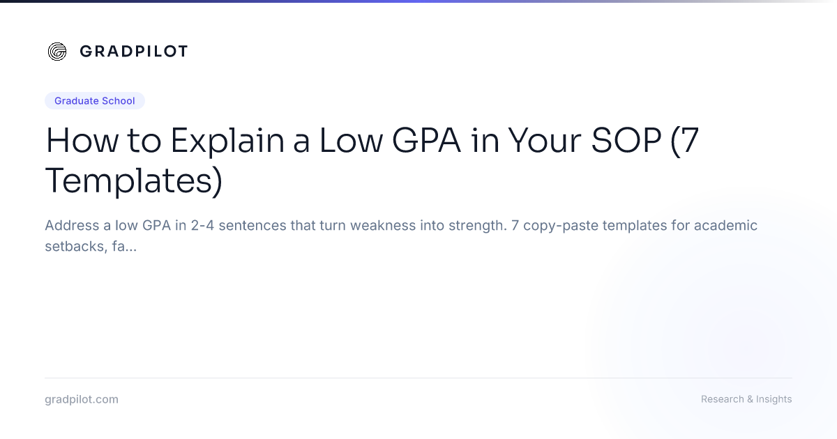 How to Explain a Low GPA in Your SOP (7 Templates) - GradPilot