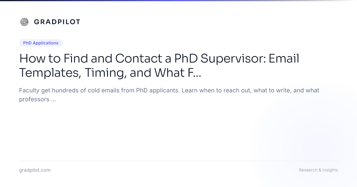 How to Find and Contact a PhD Supervisor: Email Templates, Timing, and ...