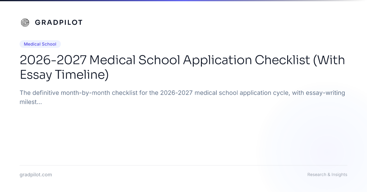 2026-2027 Medical School Application Checklist (With Essay Timeline ...