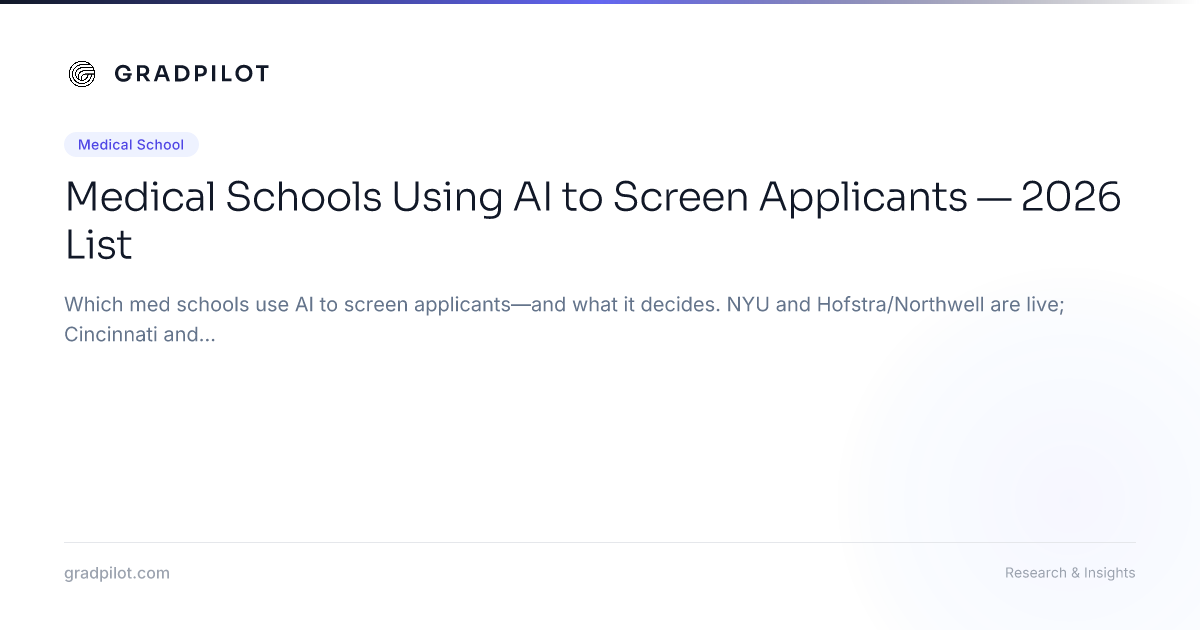 Medical Schools Using AI to Screen Applicants — 2026 List - GradPilot