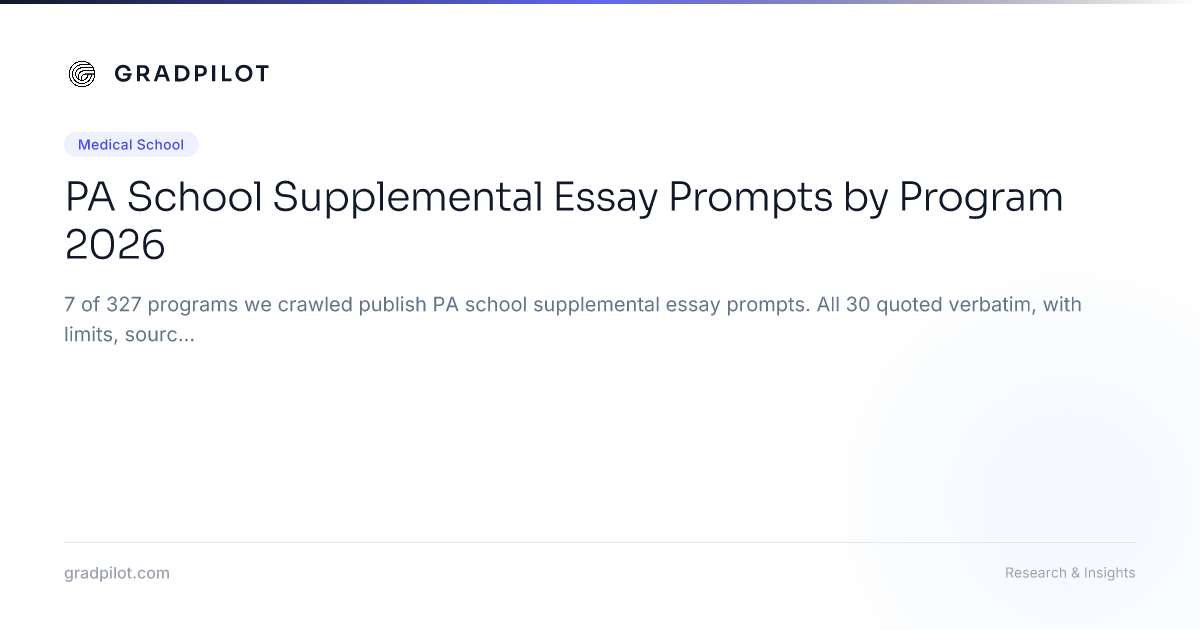 PA School Supplemental Essay Prompts by Program 2026 - GradPilot